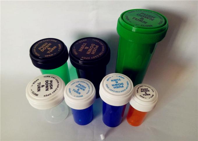 8 Sizes Amber Child Resistant Vials , Translucent Color Child Proof ...
